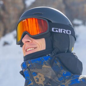 Giro Roam Ski Goggles - Snowboard Goggles for Men, Women & Youth - Black Wordmark Strap with Amber Scarlet/Yellow Lenses