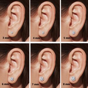 EIELO 12Pairs Clear Plastic CZ Studs Earrings for Women Men Acrylic Post Hypoallergenic Stud Earring Round Square CZ Rhinestone Ear Studs Piercing Retainers