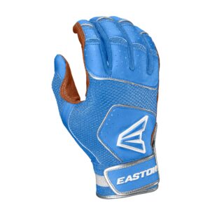 easton | walk-off nx batting gloves | baseball/softball | youth small | caramel/carolina blue