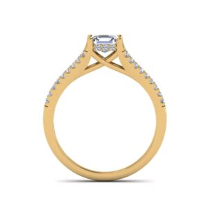 Rosie Collection Split Shank Asscher Shape Simulated Diamond 14K Yellow Gold Over 925 Sterling Silver Engagement Ring 6