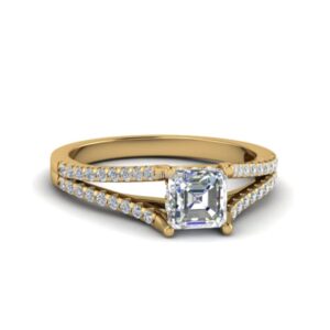 Rosie Collection Split Shank Asscher Shape Simulated Diamond 14K Yellow Gold Over 925 Sterling Silver Engagement Ring 6