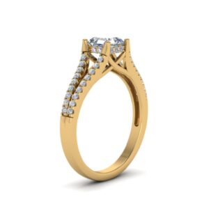 Rosie Collection Split Shank Asscher Shape Simulated Diamond 14K Yellow Gold Over 925 Sterling Silver Engagement Ring 6