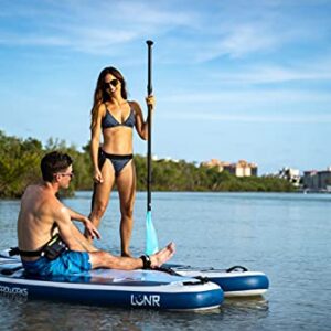 Boardworks Lūnr Inflatable Stand-Up Paddle Board (iSUP) | SUP Package Includes Three Piece Paddle, Carry Bag, Leash, Phone Case and Pump (SUP) Complete Kit | 10’5”, Blue/White