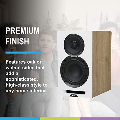 ELAC Uni-Fi Reference 3-Way 5-1/4" Bookshelf Speakers, Oak or Walnut Speakers for Home Theater and Stereo System, White Baffle with Oak Sides