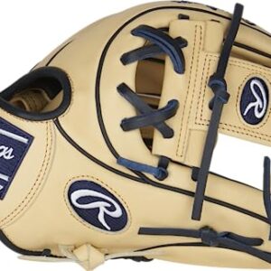 Rawlings | HEART OF THE HIDE Baseball Glove | CONTOUR - Youth Fit | Advanced Break-In | 11.5" | Pro I Web | Right Hand Throw | Camel/Navy