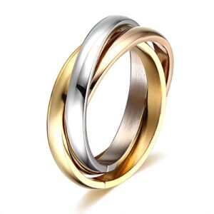 myneney women minimalist promise ring triple interlocked rolling rings size 4-45