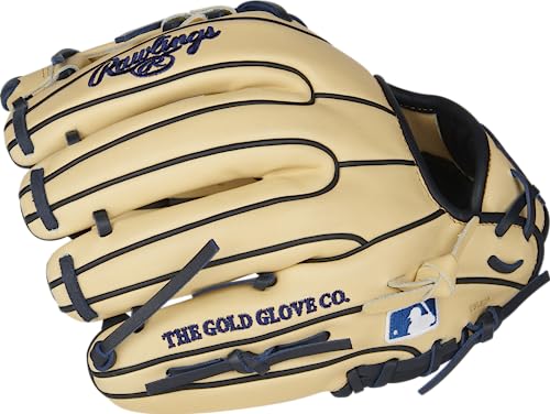 Rawlings | HEART OF THE HIDE Baseball Glove | CONTOUR - Youth Fit | Advanced Break-In | 11.5" | Pro I Web | Right Hand Throw | Camel/Navy