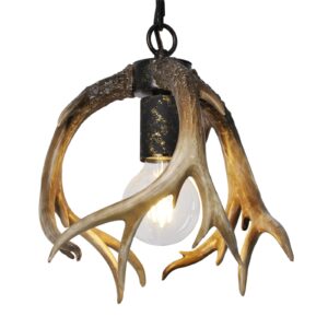 qianlu antler chandeliers rustic pendant light 1light 10" w for kitchen living room dining room coffee bar farmhouse antler light fixture