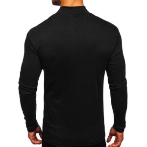 Rela Bota Mens Half Turtleneck Long Sleeve Pullover Basic Designed Undershirt Stretch Slim Fit Sweaters Black