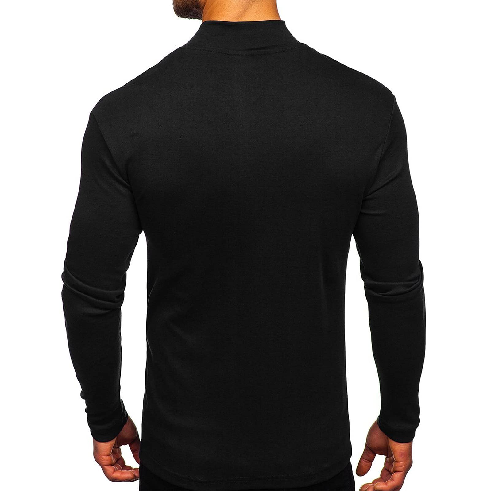 Rela Bota Mens Half Turtleneck Long Sleeve Pullover Basic Designed Undershirt Stretch Slim Fit Sweaters Black