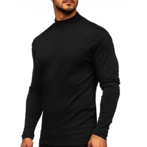 rela bota mens half turtleneck long sleeve pullover basic designed undershirt stretch slim fit sweaters black