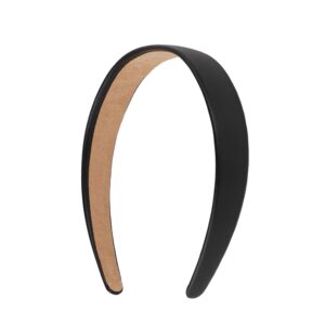 motique accessories 1 inch vegan leather headband for women and girls (black)