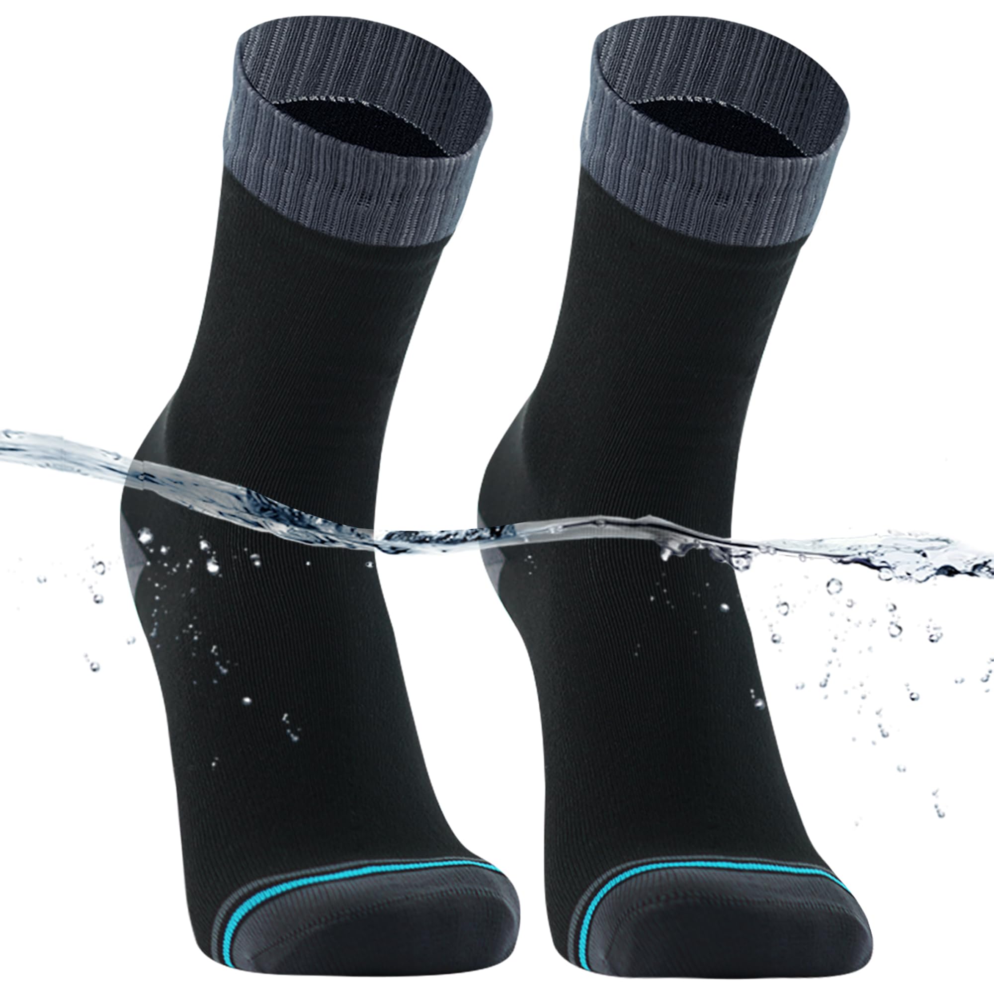 DexShell Essential Waterproof Socks Hiking Walking Cotton Inner for Men and Women, Jet Black Grey, Ankle Unisex Medium