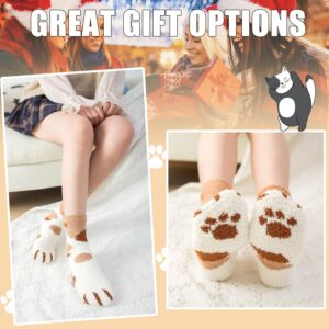 Ginmewrae Women Fuzzy Socks 6 Pairs Cozy Soft Fluffy Cute Cat Animal Slipper Socks Home Sleeping Warm Socks Christmas Gifts Pack for Women