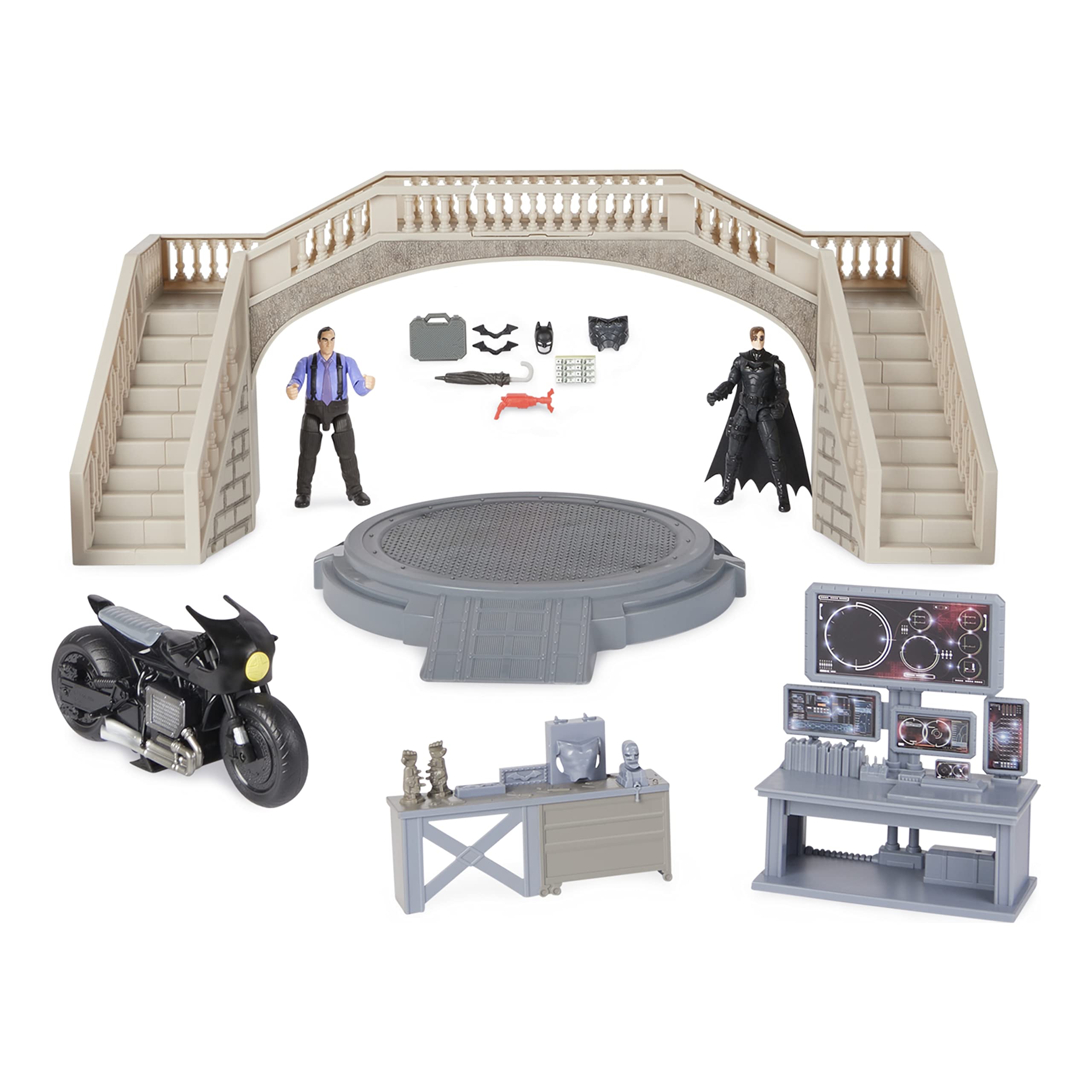 DC Comics, Batman Batcave with Exclusive Batman and Penguin Action Figures and Batcycle, The Batman Movie Collectible Kids Toys for Boys Ages 3 and up