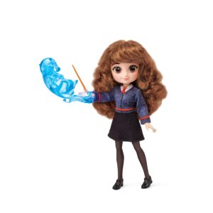 Wizarding World Harry Potter, 8-inch Hermione Granger Light-up Patronus Doll with 7 Doll Accessories and Hogwarts Robe, Kids Toys for Ages 5 and up