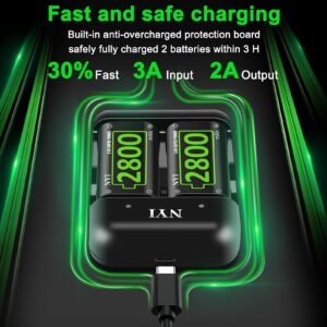 NYI Fast Charging 3×2800mAh Xbox Controller Battery Pack with Charger, Xbox Rechargeable Battery Pack for Xbox One/Xbox Series X|S/Xbox One S/Xbox One X/Xbox One Elite Controller