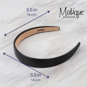 Motique Accessories 1 Inch Vegan Leather Headband for Women and Girls (Black)