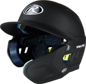 rawlings | mach adjust batting helmet with extension flap | right hand batter | junior (6 3/8" - 7 1/8") | matte black