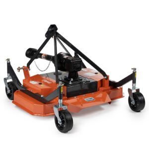 titan attachments 3 point pto finish mower, 48" cutting width, category 1 hitch, rear discharge, requires 18-30 hp tractor, low-noise cast iron gearbox