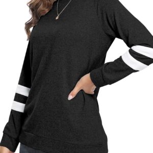 Ahacool Womens Sweatshirts Long Sleeve Shirts for Women Crewneck Sweatshirt(Black L)