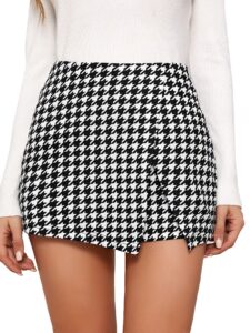 milumia women's asymmetrical wrap skirts high waisted slit hem skort shorts black and white