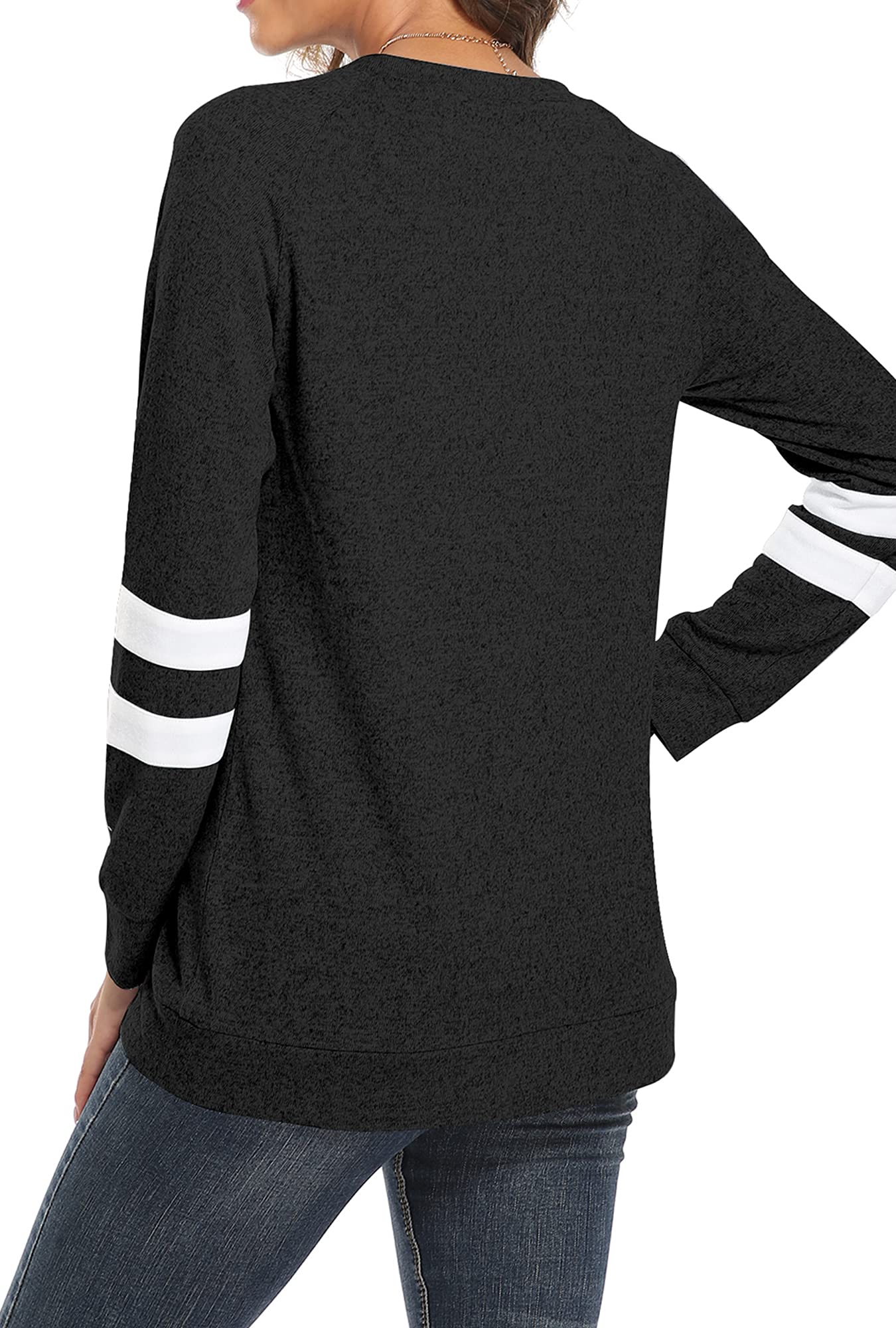 Ahacool Womens Sweatshirts Long Sleeve Shirts for Women Crewneck Sweatshirt(Black L)