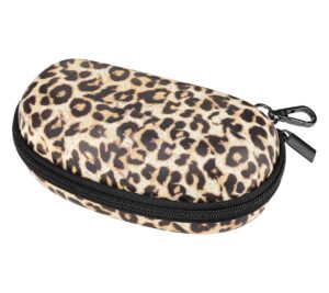 moko unisex pu protective eyeglasses case, leopard, zipper, 6.69x3.66x2.28in, 3.27oz