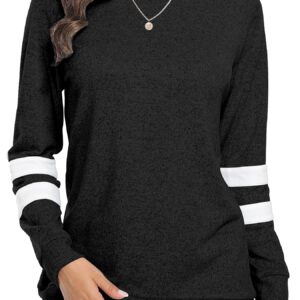 Ahacool Womens Sweatshirts Long Sleeve Shirts for Women Crewneck Sweatshirt(Black L)