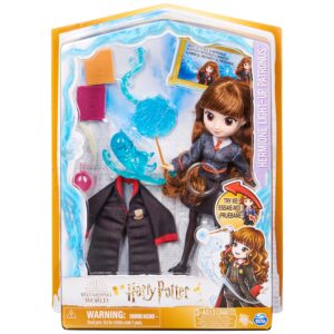 wizarding world harry potter, 8-inch hermione granger light-up patronus doll with 7 doll accessories and hogwarts robe, kids toys for ages 5 and up