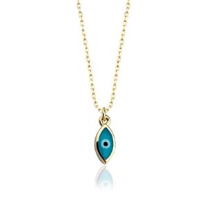 jewelryist gold evil eye necklace 14k | blue evil eye jewelry for women | good luck necklaces for girls | minimalist evil eye necklace | graduation gift for daughter | 18" necklace length