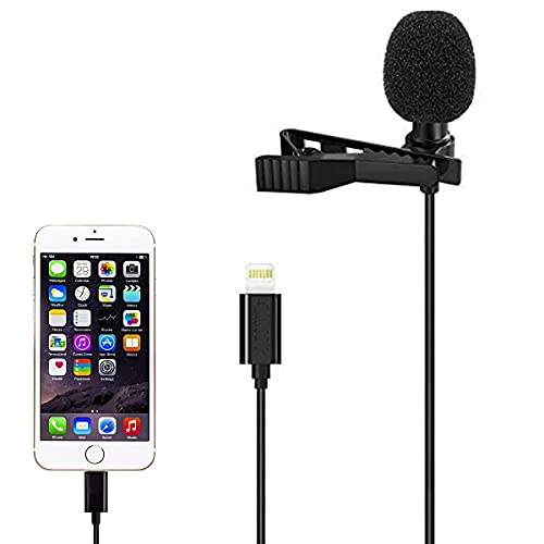 Clip On Plug & Play Lavalier Microphone Lapel Mic Compatible with iPhone for Video Recording, Live Streaming, Vlogging