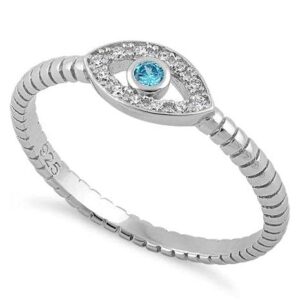 sterling silver 925 evil eye ring with cz stone aqua blue eye cz band ring (11)