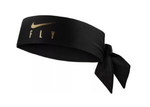 nike gold fly logo dri-fit head tie headband - gold / black