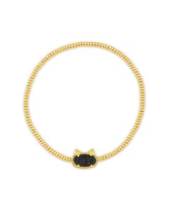 kendra scott grayson cat stretch bracelet in 14k gold-plated brass, fashion jewelry for women, black drusy