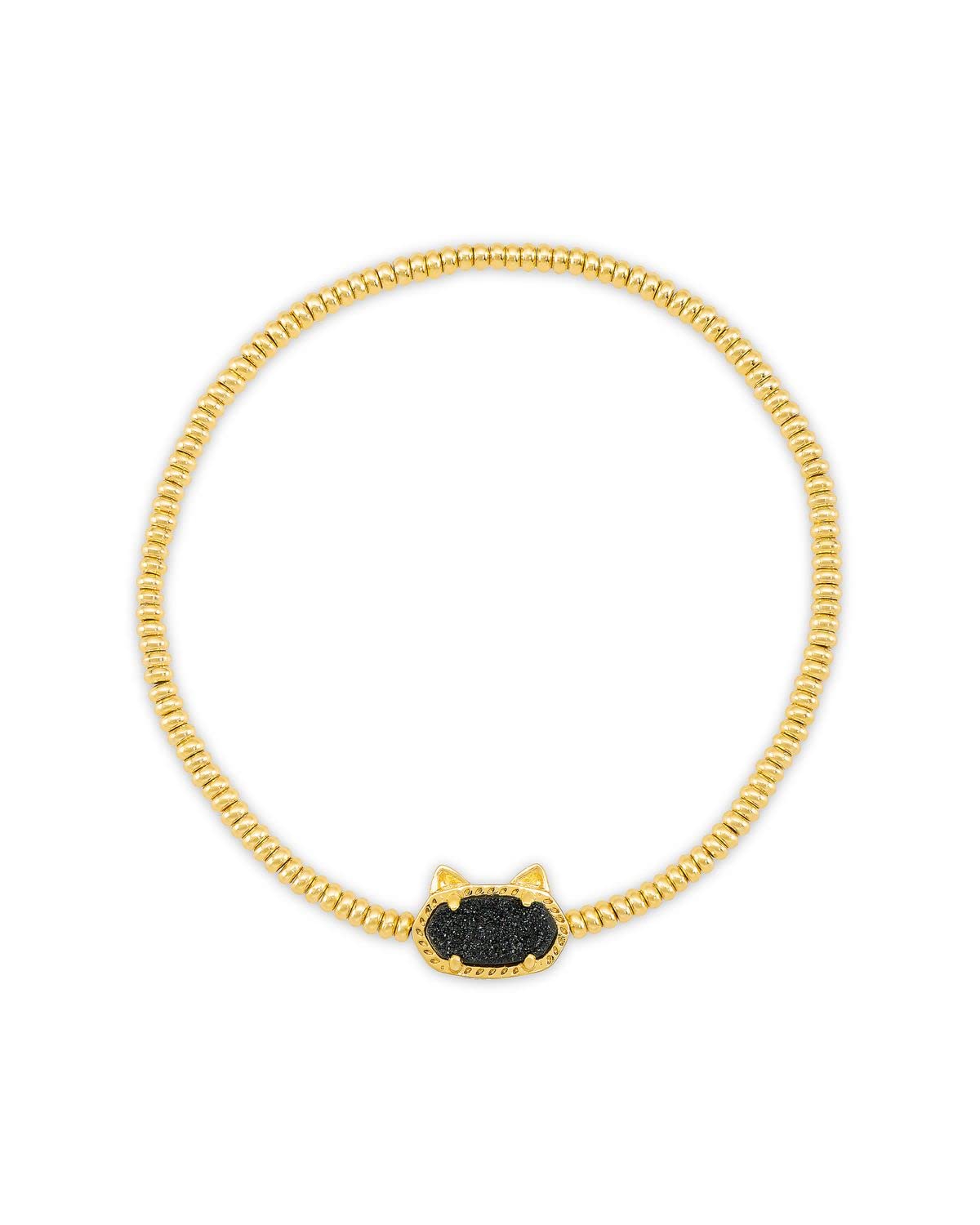 Kendra Scott Grayson Cat Stretch Bracelet in 14k Gold-Plated Brass, Fashion Jewelry for Women, Black Drusy