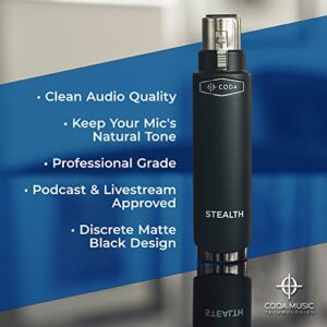 Coda MB-Stealth in-Line Microphone Preamp, Active Booster for Dynamic and Ribbon Mics - Ultra Low Noise, Enhance and Add Clarity to Your Podcast or Livestream