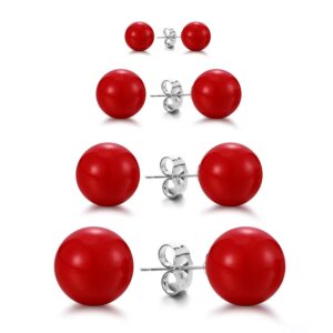 lureme 4 pairs round simulated shell pearl stud earrings pack (er006323-2)