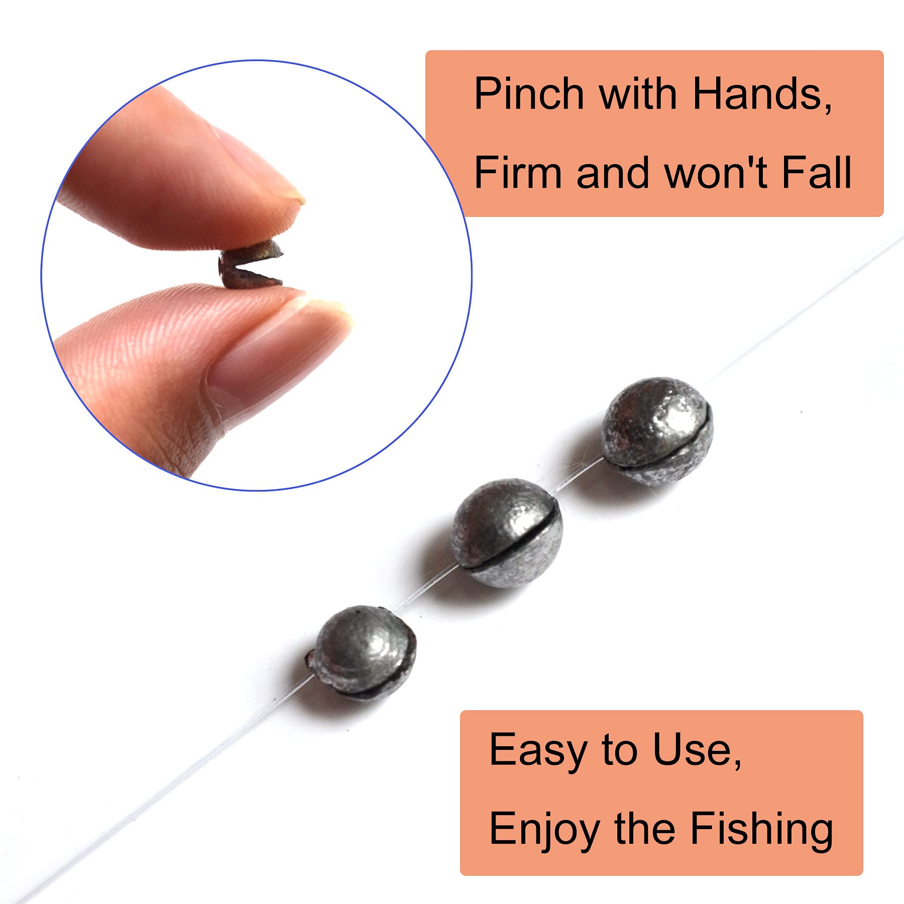 Vinfutin Fishing Weights Sinkers Kit, Split Shot Fishing Weights Sinkers,100 pcs Round Removable Fishing Sinkers, 5 Sizes Fishing Sinkers Tackle Box