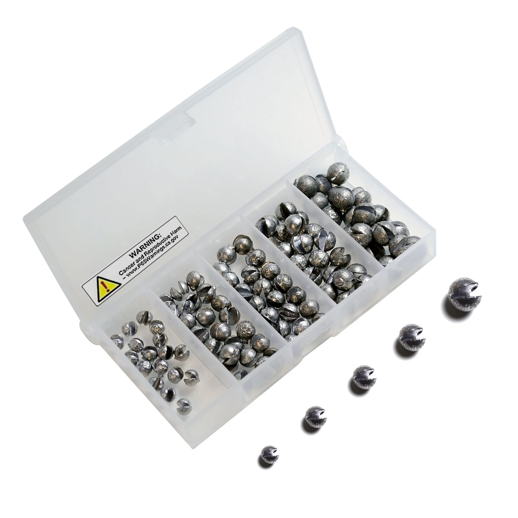 Vinfutin Fishing Weights Sinkers Kit, Split Shot Fishing Weights Sinkers,100 pcs Round Removable Fishing Sinkers, 5 Sizes Fishing Sinkers Tackle Box