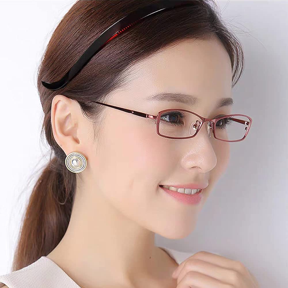 BIKCZEWIN 2PCS Plastic Flex No Pressure Headbands Teeth Comb Skinny Hair Loop for Women Girls with Glasses