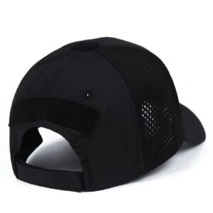 HANERREAL Skull Mesh Baseball Cap Men Tactical Operator Caps Fitted Outdoor Breath Hats (Black)