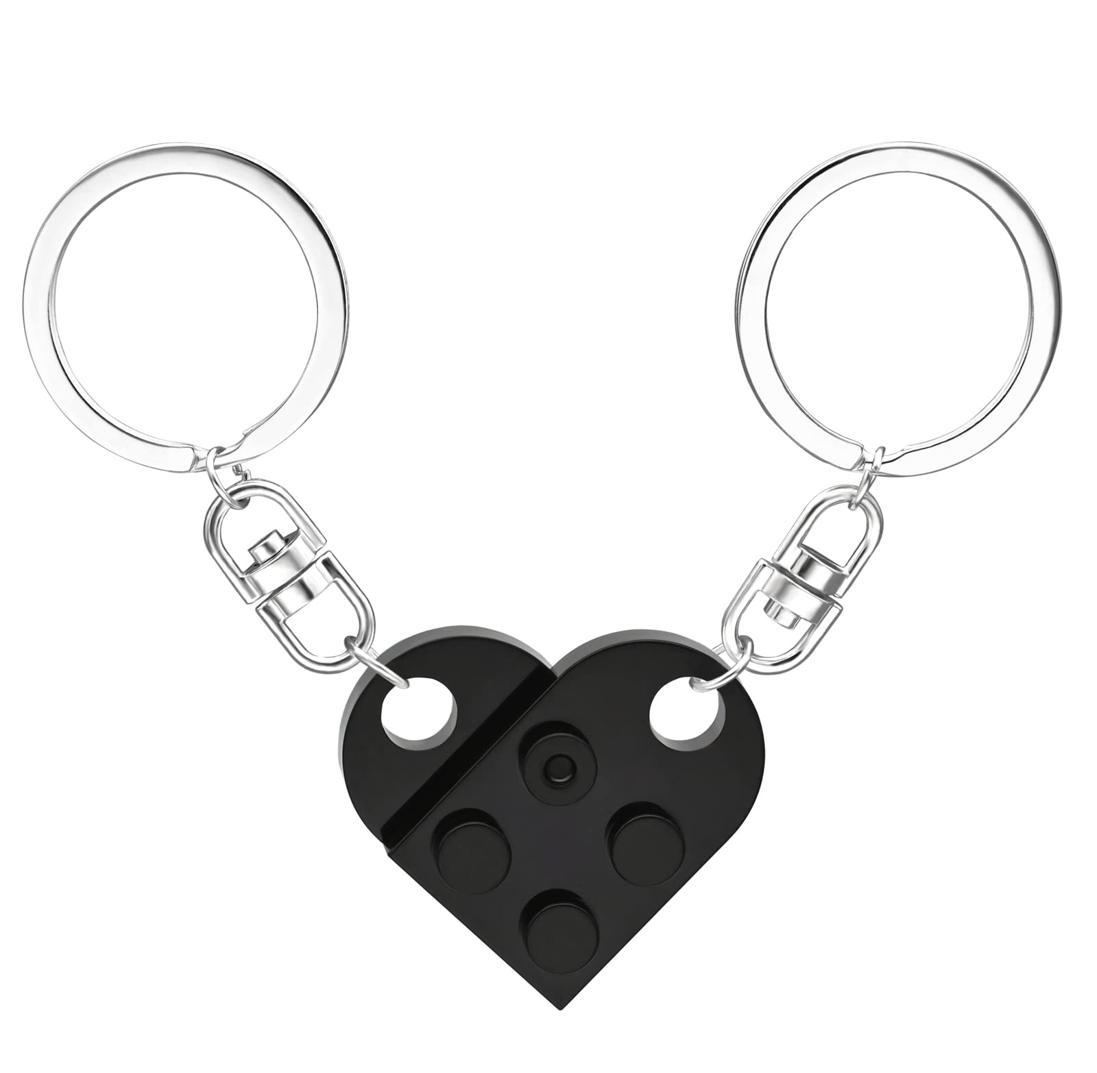 LGOUYGG Matching Brick Keychain for Couples, Cute Heart Shape Keychains Set, Sweet Gifts for Girlfriend Boyfriend Friendship (Black)