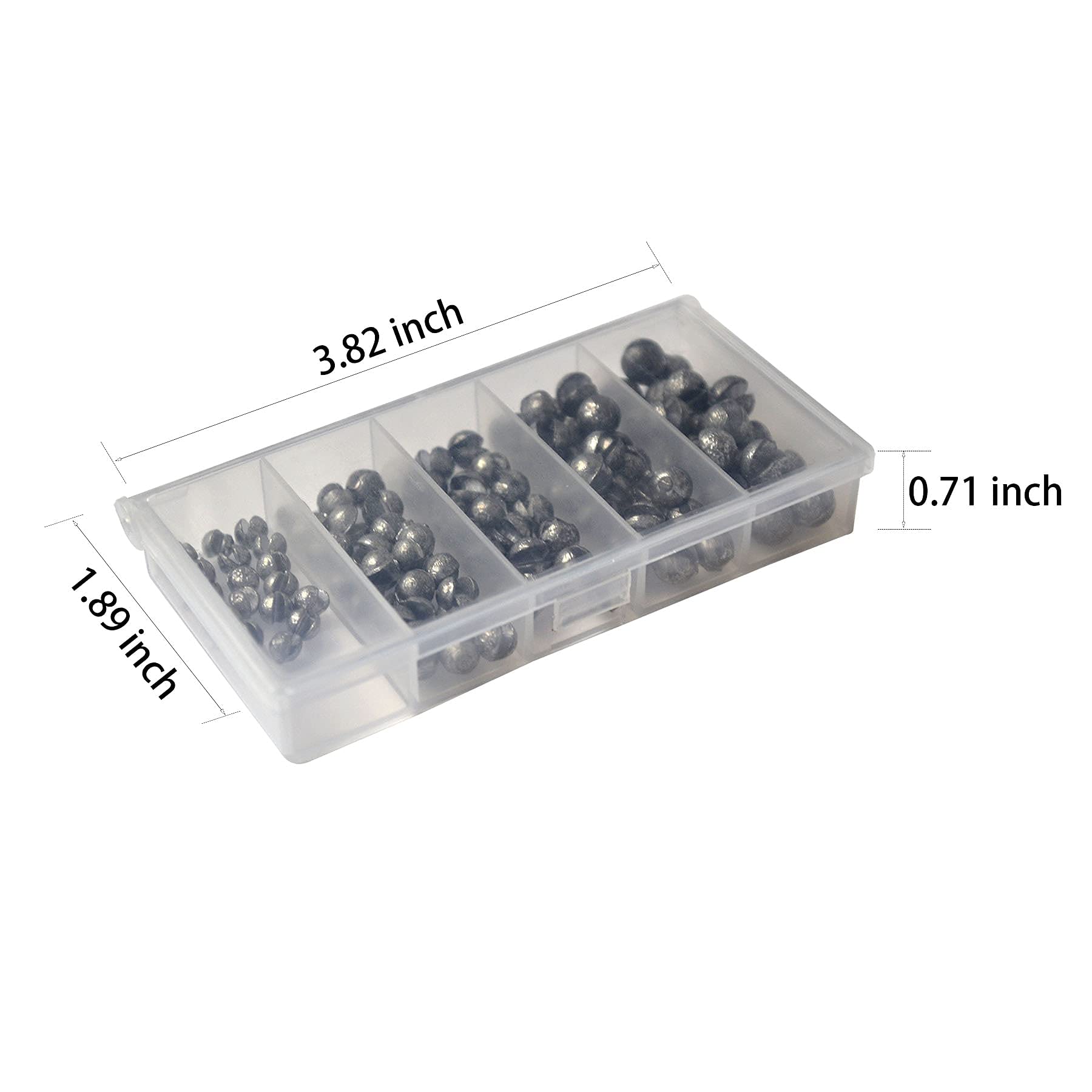 Vinfutin Fishing Weights Sinkers Kit, Split Shot Fishing Weights Sinkers,100 pcs Round Removable Fishing Sinkers, 5 Sizes Fishing Sinkers Tackle Box