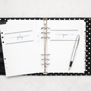 Monthly Tabbed Dividers for A5 Planners, fits Filofax, Kikki K, InkWell Press, Carpe Diem Planners, 6 Ring binder, 5.8" x 8.3" Modern (Planner Not Included)