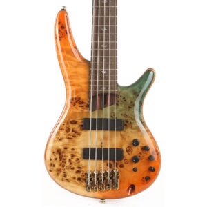 ibanez sr1605dw sr premium 5-string electric bass guitar, bound panga panga fretboard, autumn sunset sky