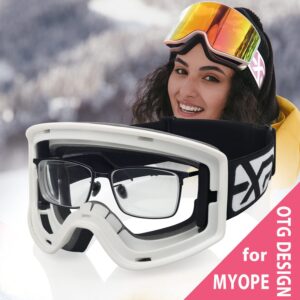 EXP VISION Ski Goggles Over Glasses Snow Goggles Anti Fog Snowboard Goggles for Men, Women Youth (Adult Ski Goggles-Pink)