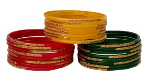 laal amrood glass bangles for women & girls indian jewelry multi color chudi set (24 bangles)