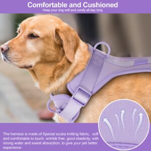 No Pull Lightweight Dog Harness: Adjustable Durable Breathable Mesh Pet Vest Harness with Soft & Comfortable Cushion, for Small Medium Large Dogs (S, Lilac)