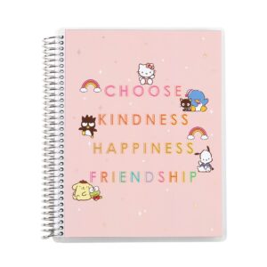 erin condren 7" x 9" spiral bound college ruled notebook - hello kitty & friends special edition, 160 lined pages, 80 lb thick mohawk paper, stickers included